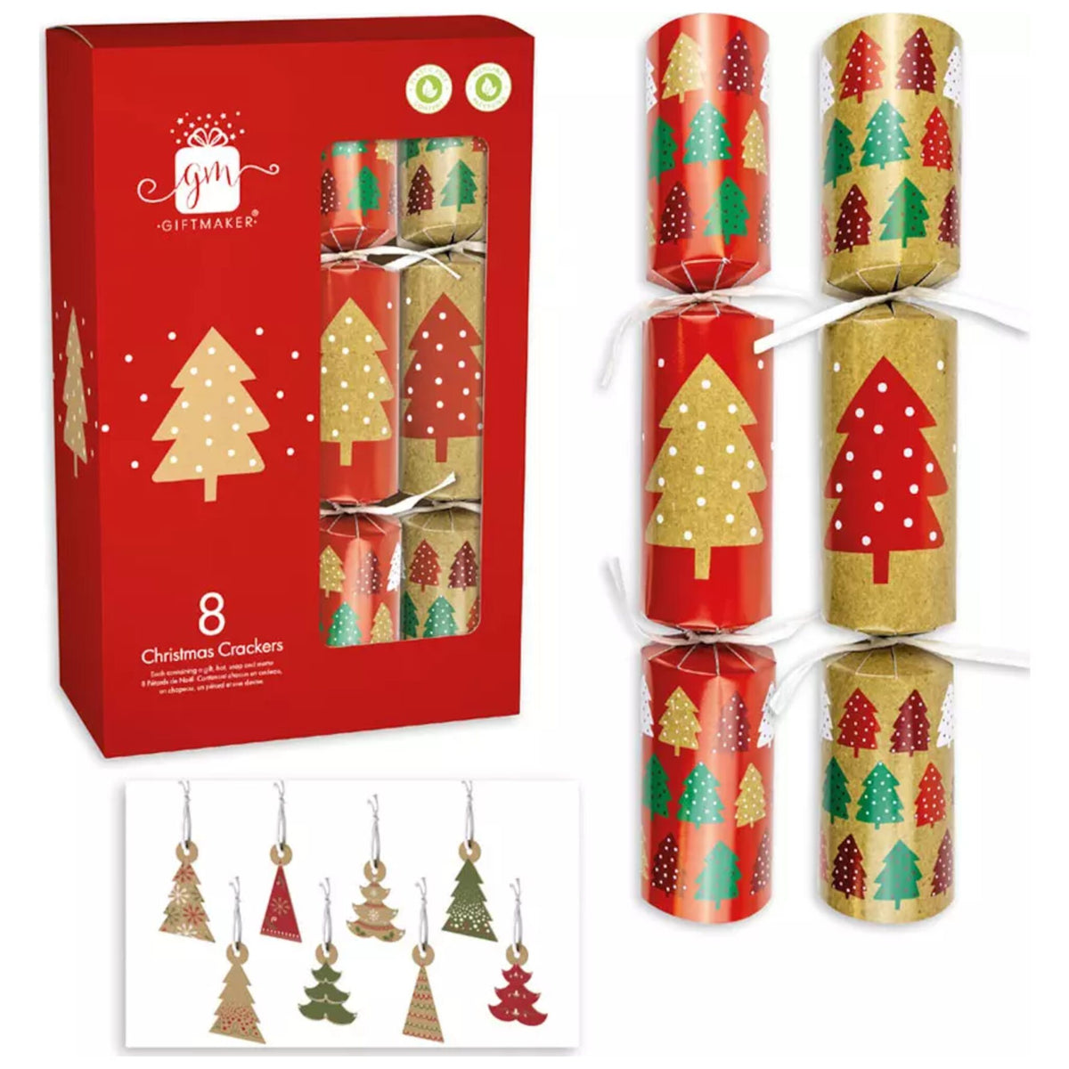 Giftmaker Red and Kraft Trees Christmas Crackers - Pack of 8 – Cancer ...