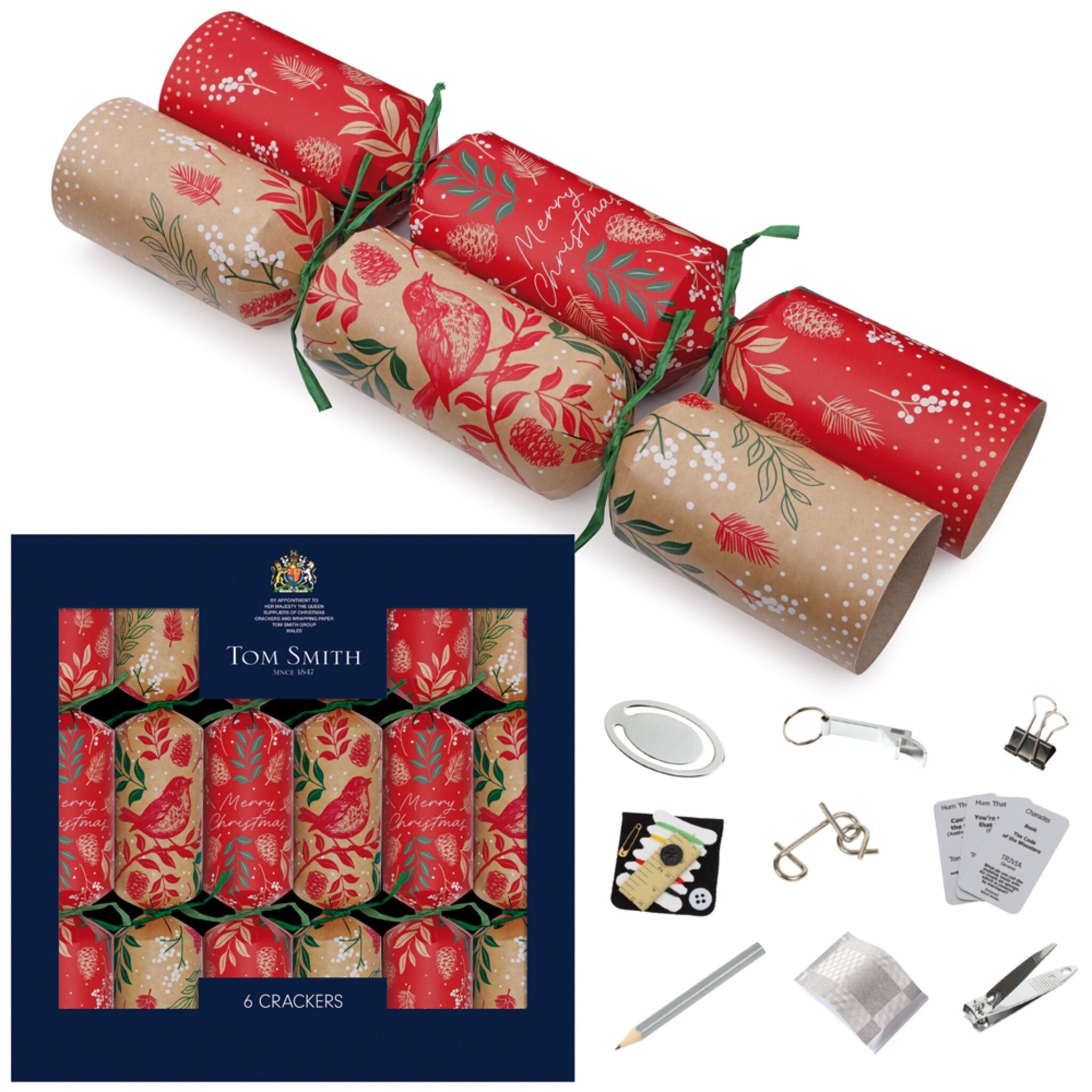 Tom Smith 6 Deluxe Red Robin Christmas Crackers – Cancer Research UK