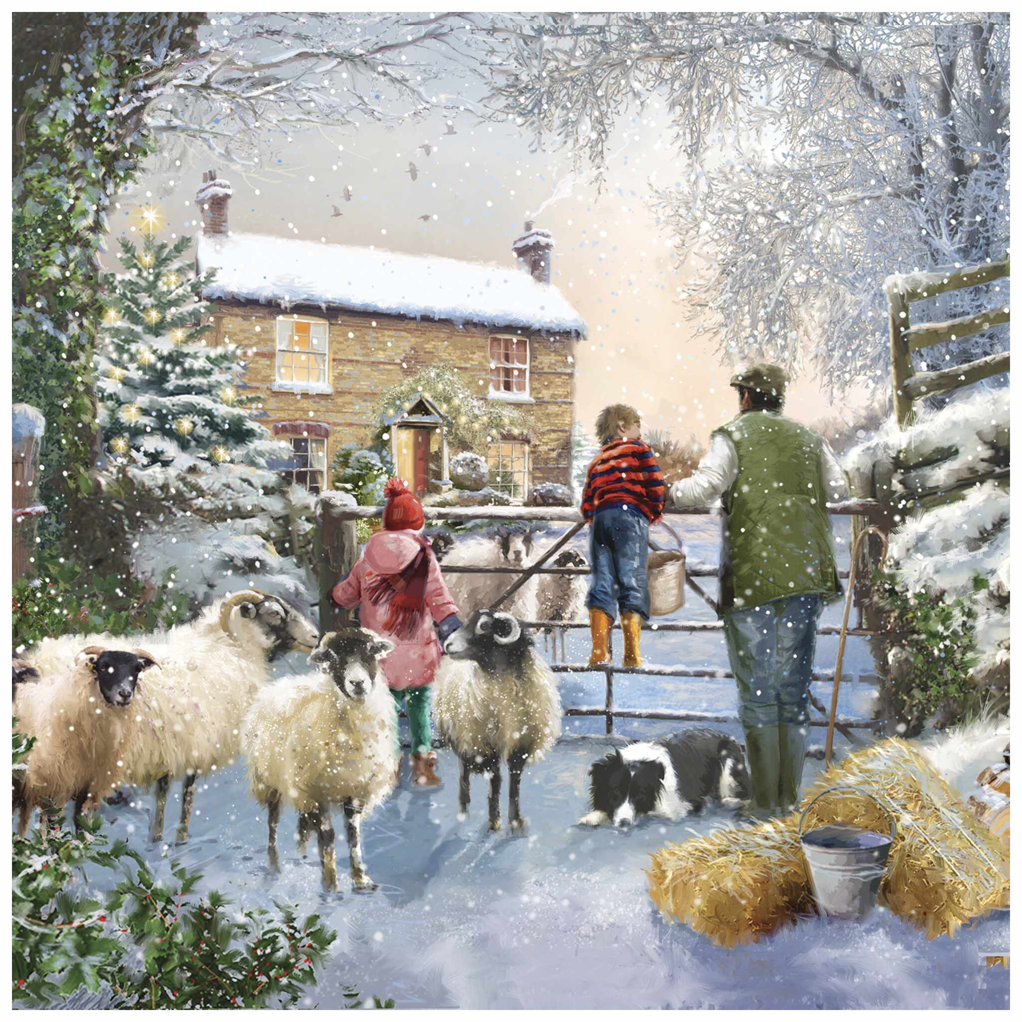 Family Farmyard Scene 10 Christmas Cards – Cancer Research UK