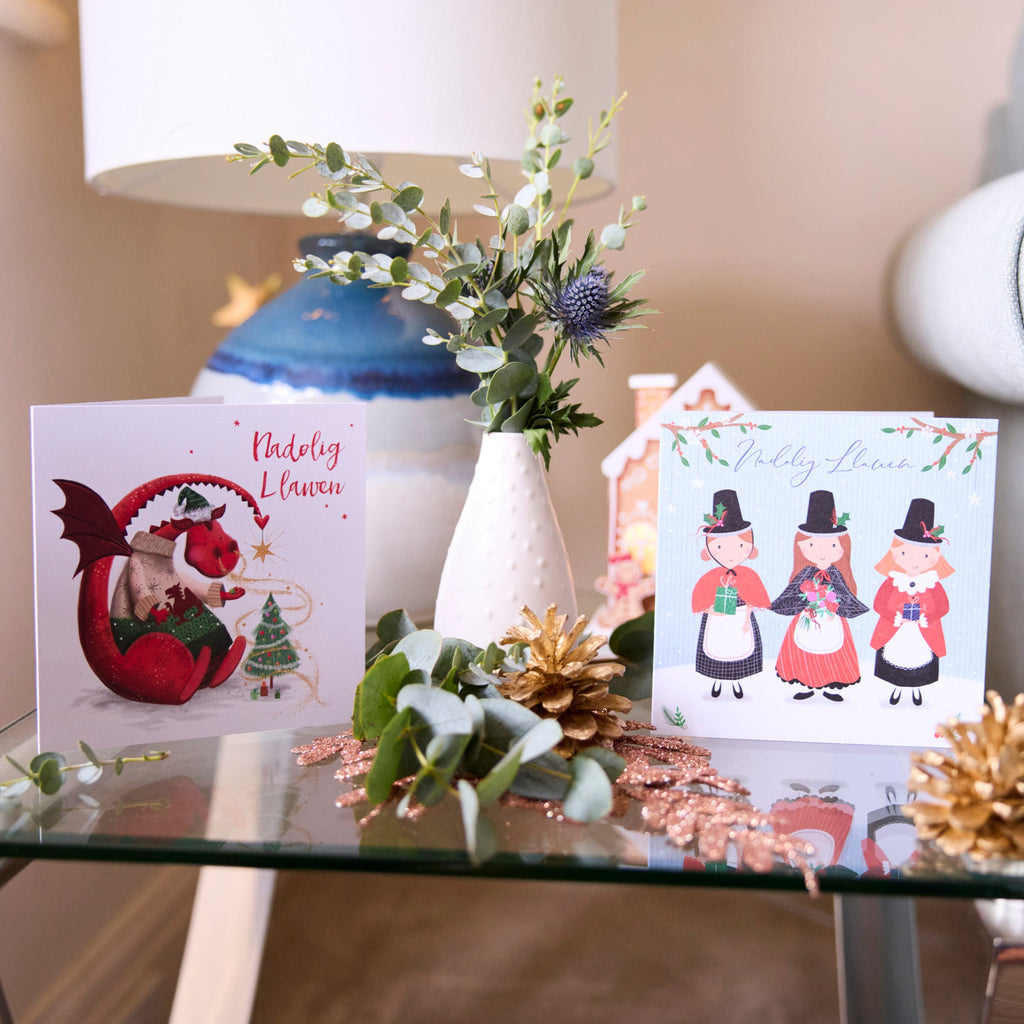Y Ddraig Goch 10 Welsh Bilingual Christmas Cards – Cancer Research UK