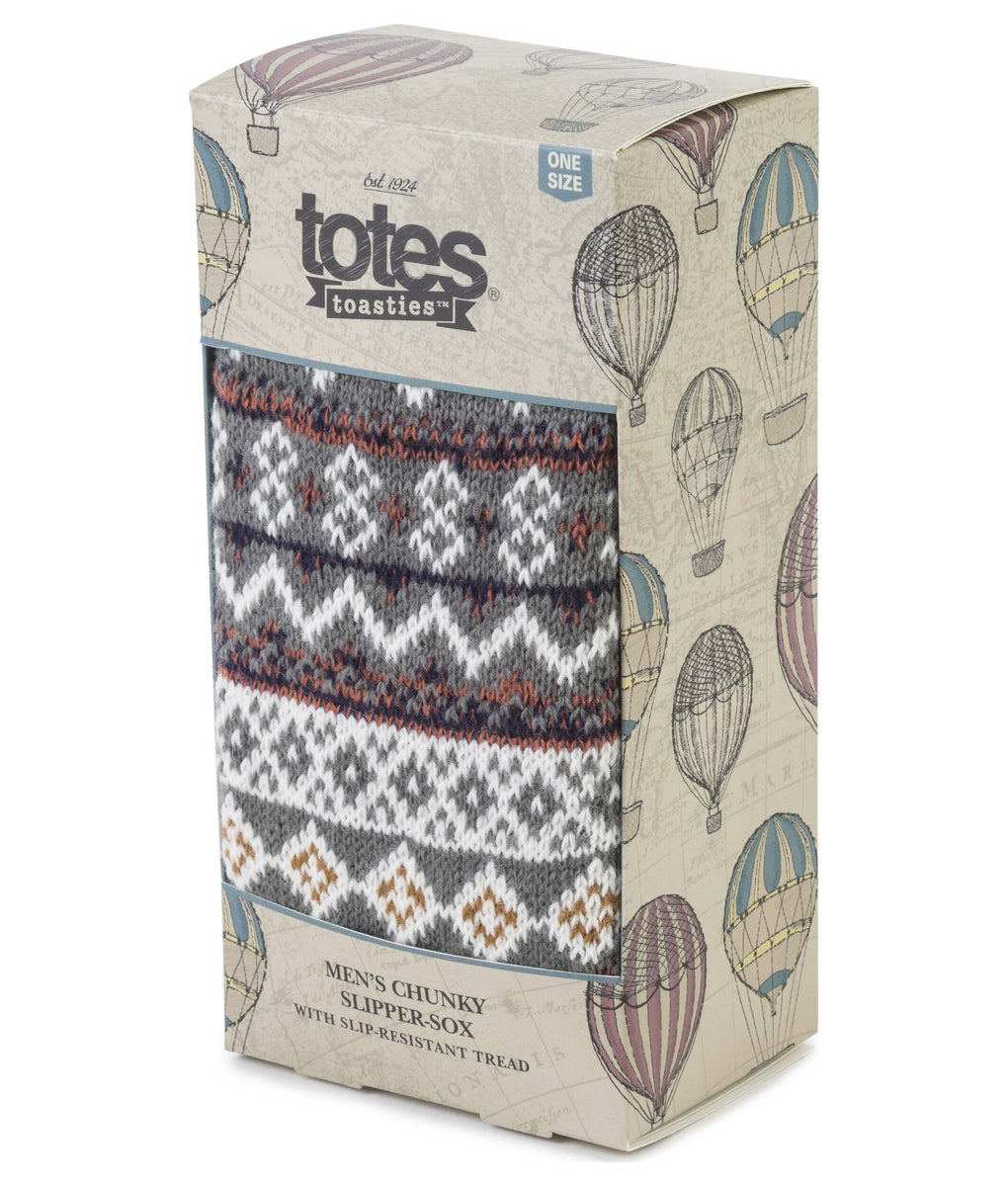 Totes Toasties Men's Chunky Fair Isle Slipper Socks – Cancer Research UK