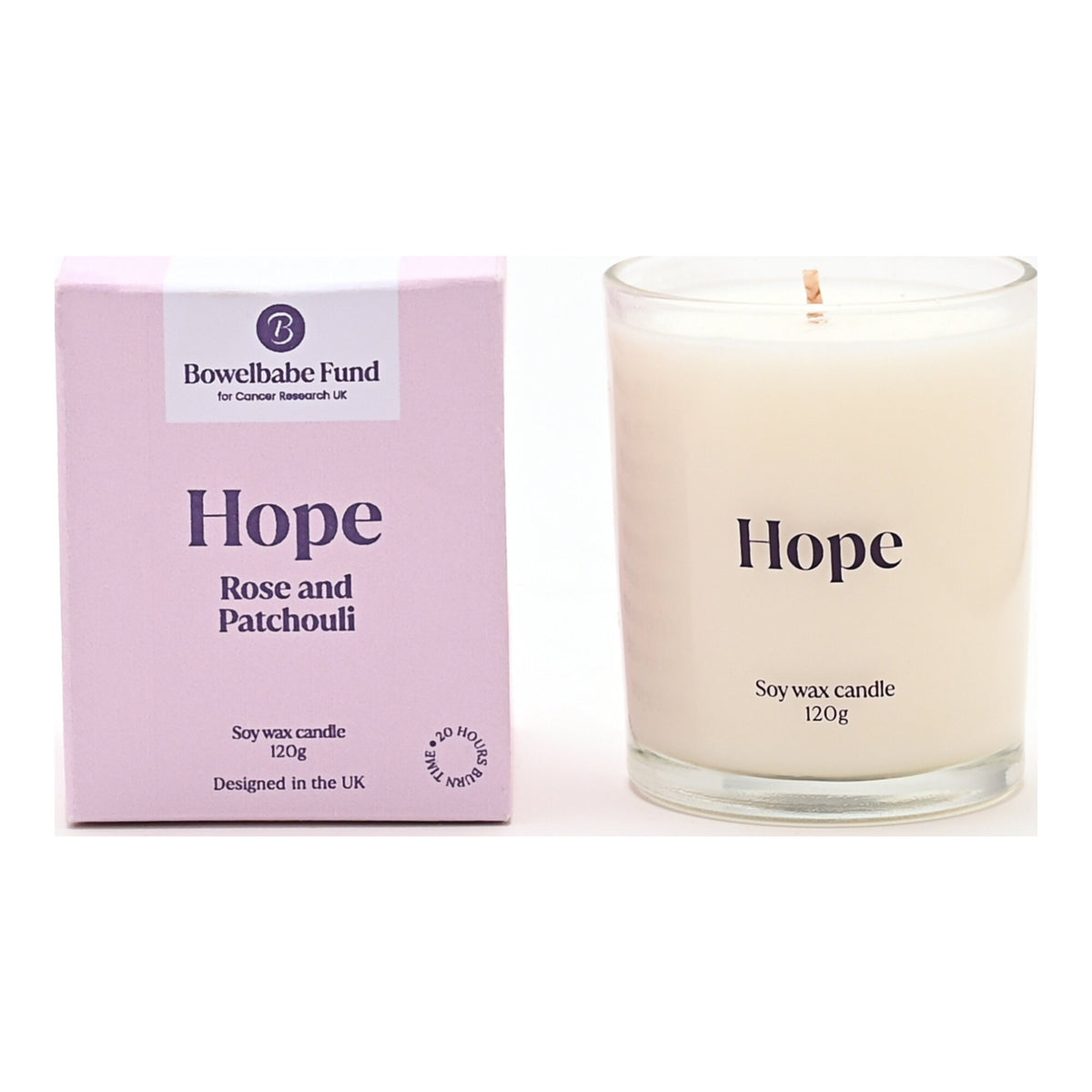 Bowelbabe Fund Hope Candle - Rose & Patchouli – Cancer Research UK