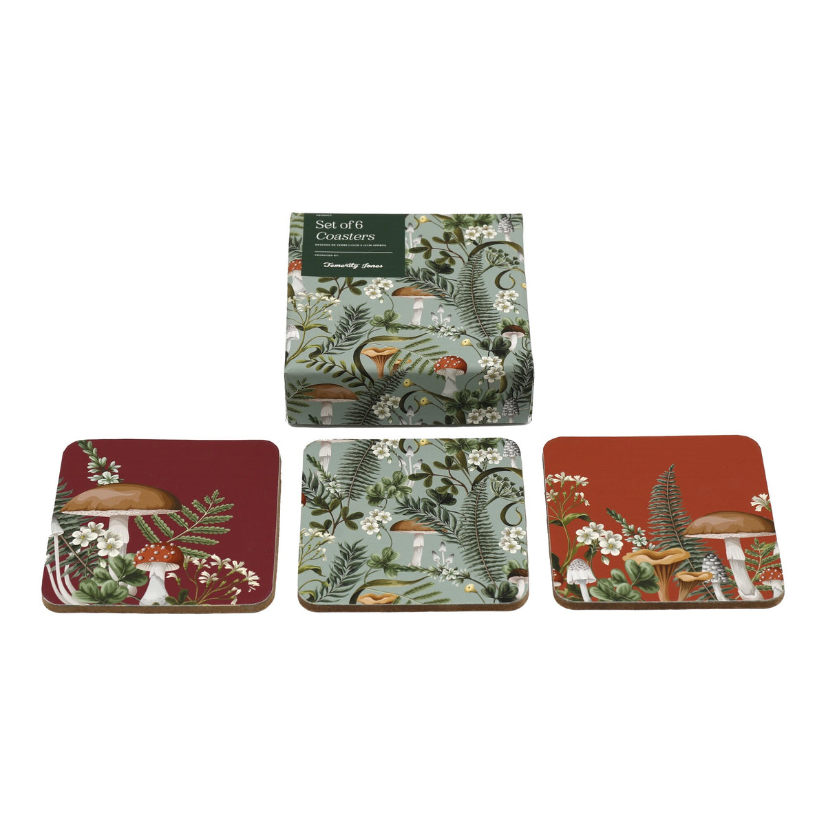 Set of 6 Mushroom Design Coasters – Cancer Research UK