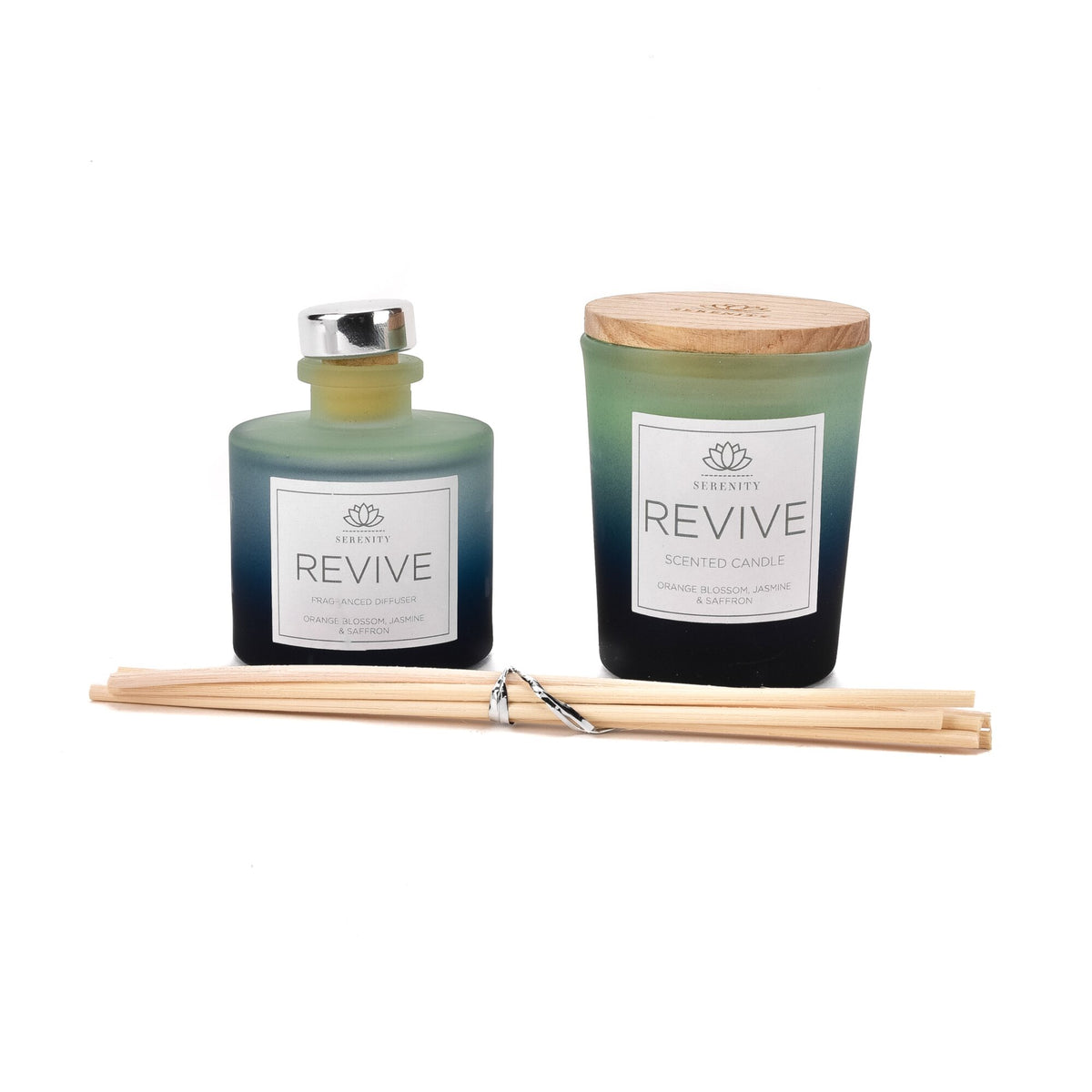 Serenity Revive Reed Diffuser and Candle Set - Orange Blossom, Jasmine ...