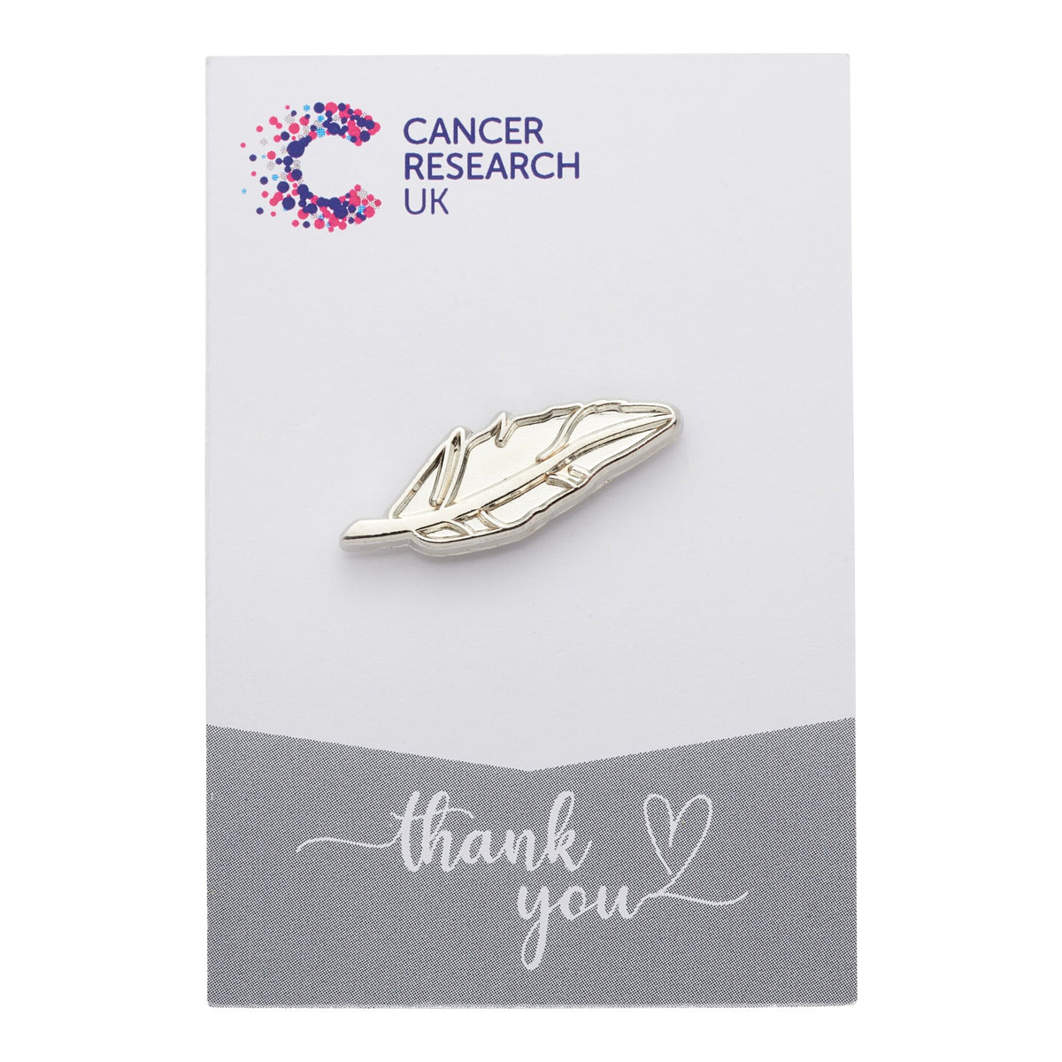 Silver Feather Pin Badge – Cancer Research UK