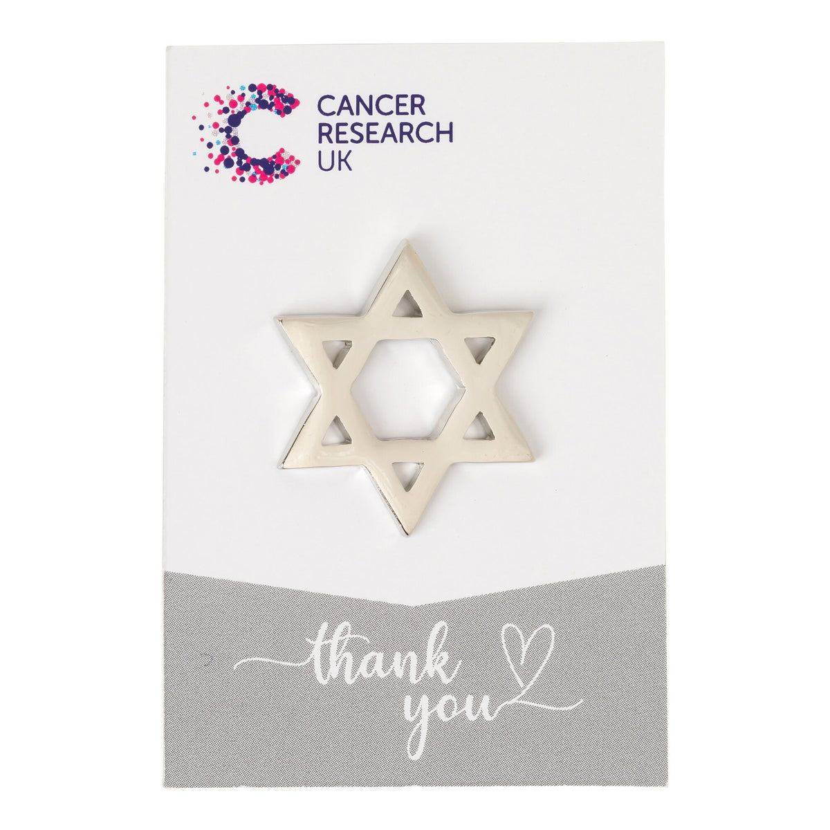 Silver Star of David Pin Badge – Cancer Research UK