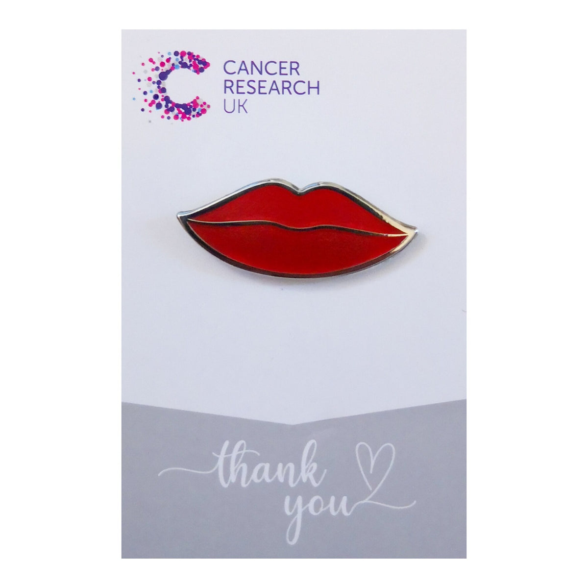 Red Lips Pin Badge – Cancer Research UK