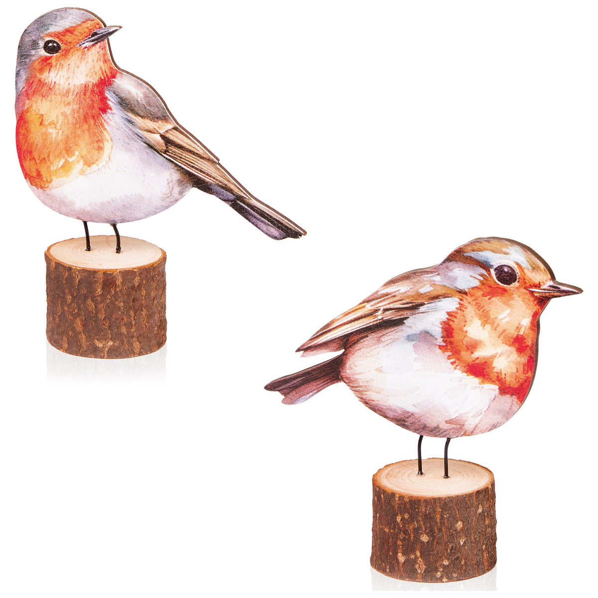 Robin Duo Wooden Stump Decoration – Cancer Research UK